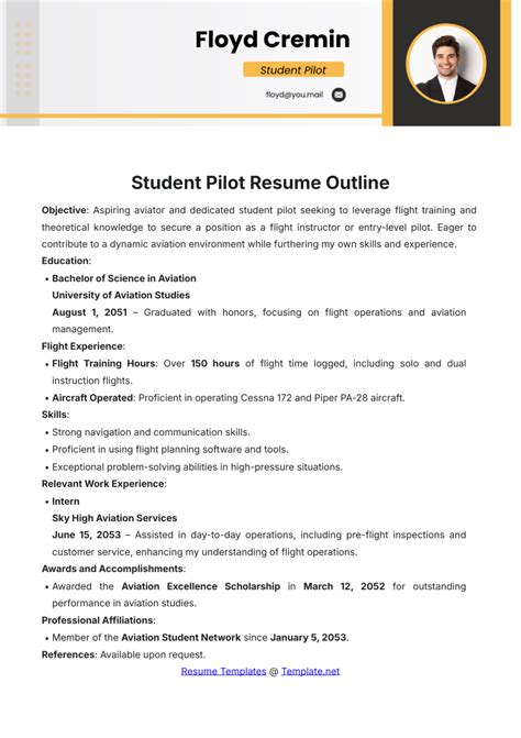 Student Pilot Resume: Crafting a Flight-Ready Professional Profile ...