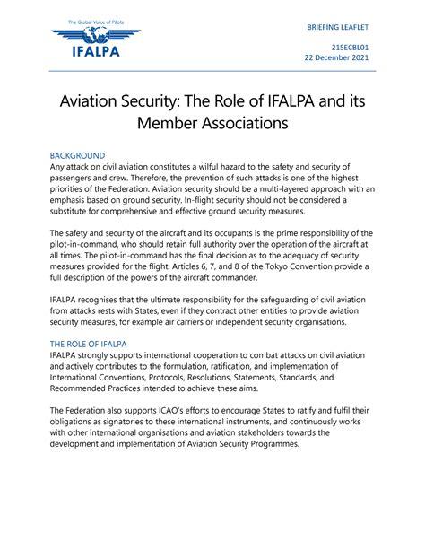 International Federation Of Air Line Pilots' Associations (Ifalpa ...