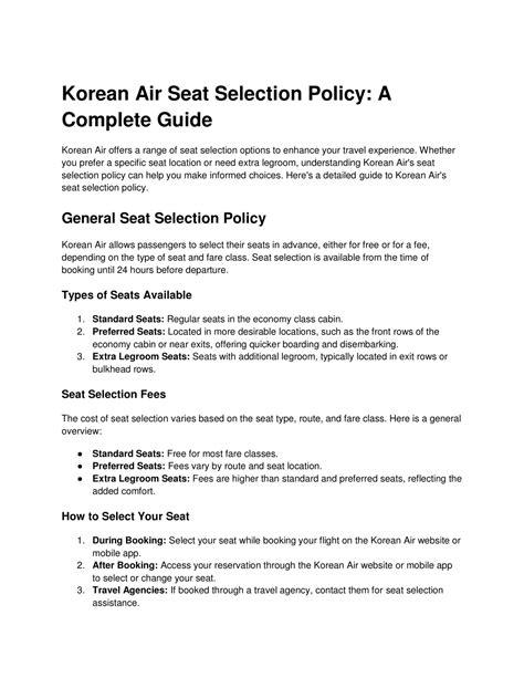 Is Korean Air Seat Selection Free? Unpacking the Rules, Exceptions, and ...