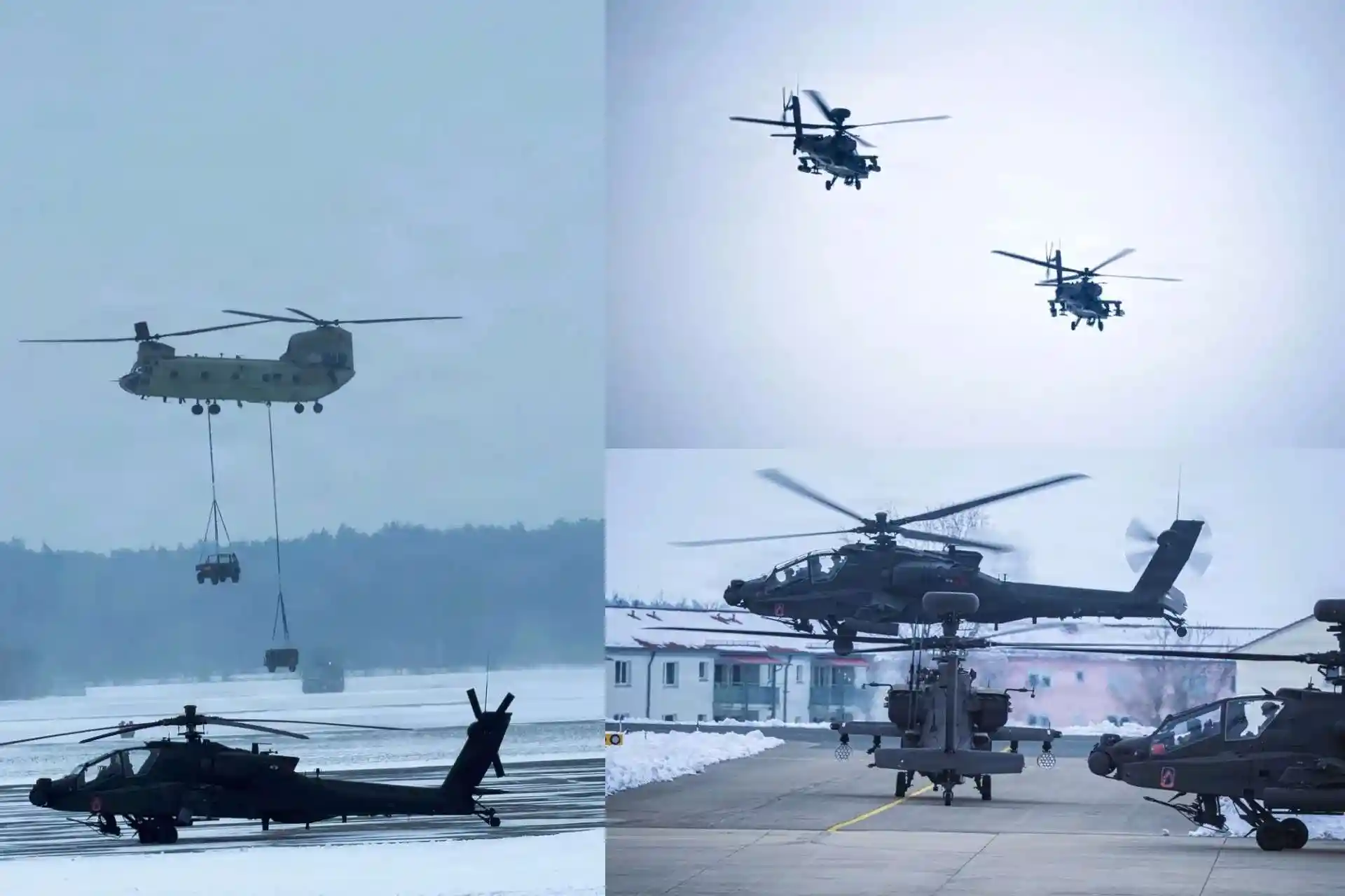 U.S. Army Apache and Chinook Helicopters Rehearse NATO Heavy Lift Air ...